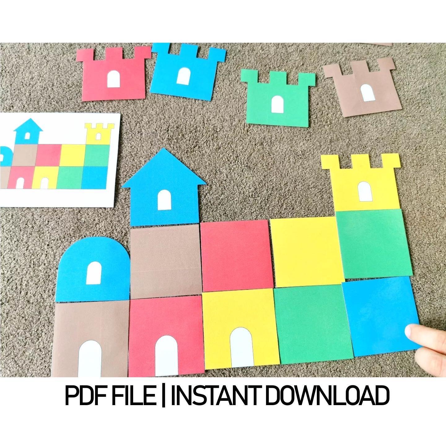 Castle Pattern Matching Game: Preschool Printable Puzzle (PDF Download ...