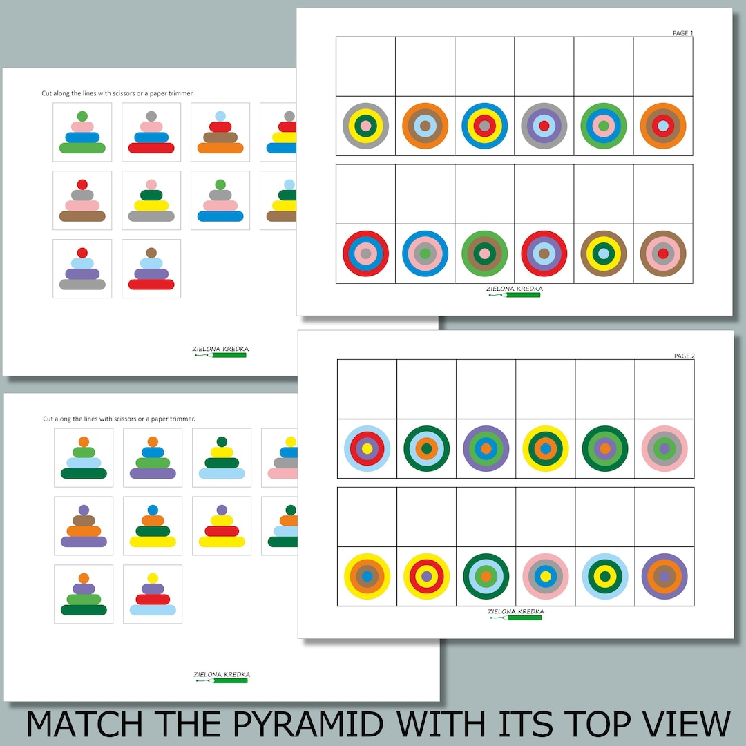 Match the Pyramid With Its Top View, Visual Determination Worksheets ...