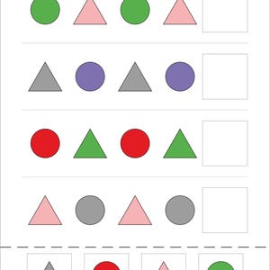 Shapes AB Patterns, Printable Worksheets Set, Kids Learning Activity ...