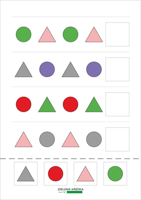 Hojas De Trabajo De Patrones De Formas Para Niños En Edad Preescolar