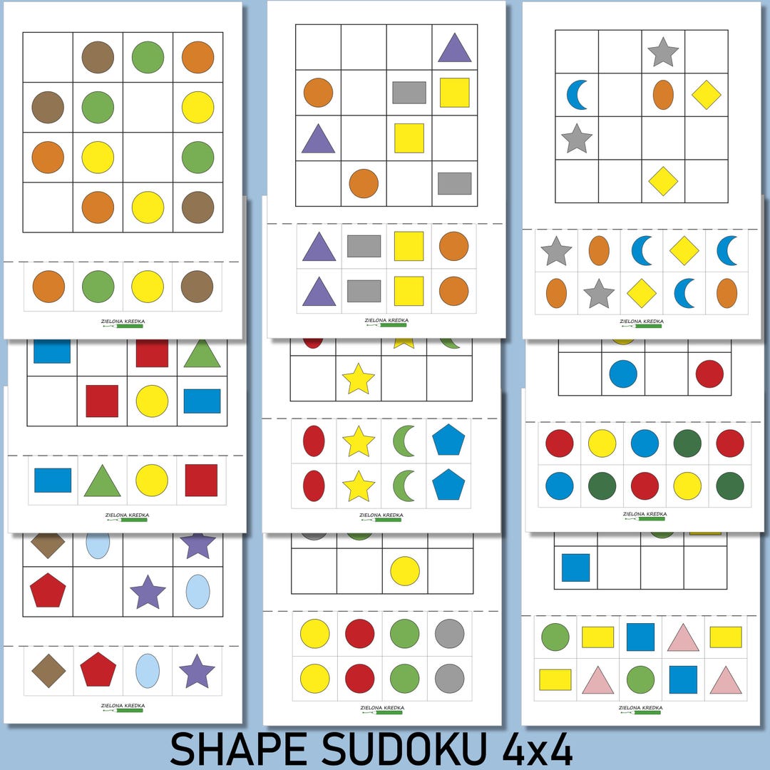 Shape Sudoku 4x4 | Picture Sudoku for Preschoolers | Printable Logic ...