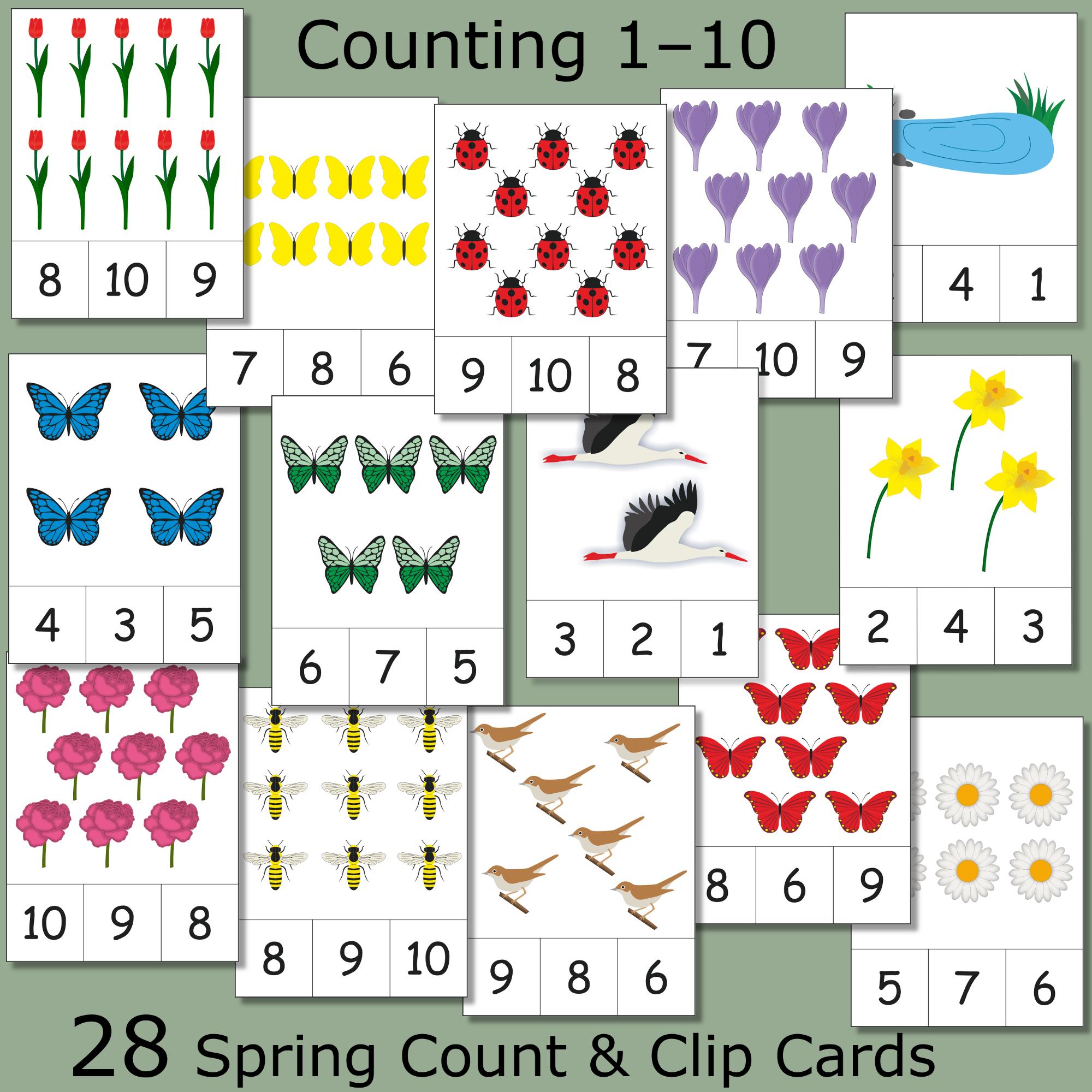 Spring Counting Clip Cards Printable | Preschool Math Activity ...