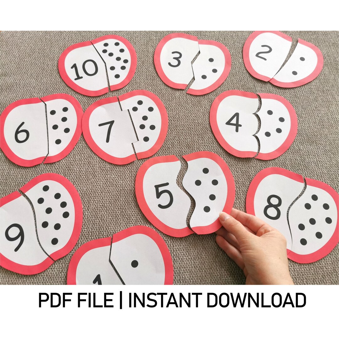Apples Counting Puzzle | Numbers 1–10 | Printable Matching Game for ...