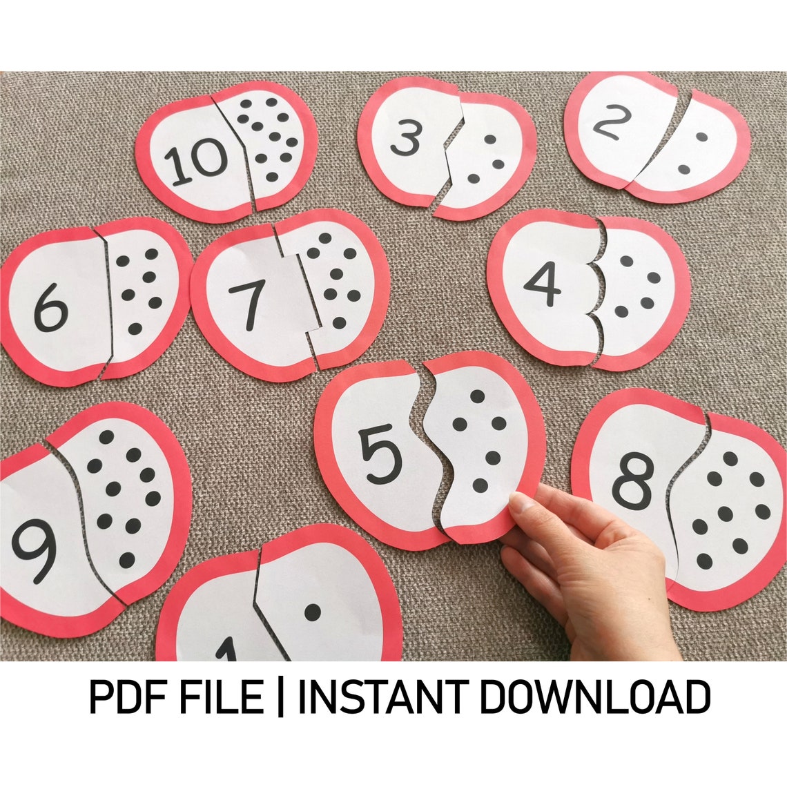 Apples Counting Puzzle | Numbers 1–10 | Printable Matching Game for ...
