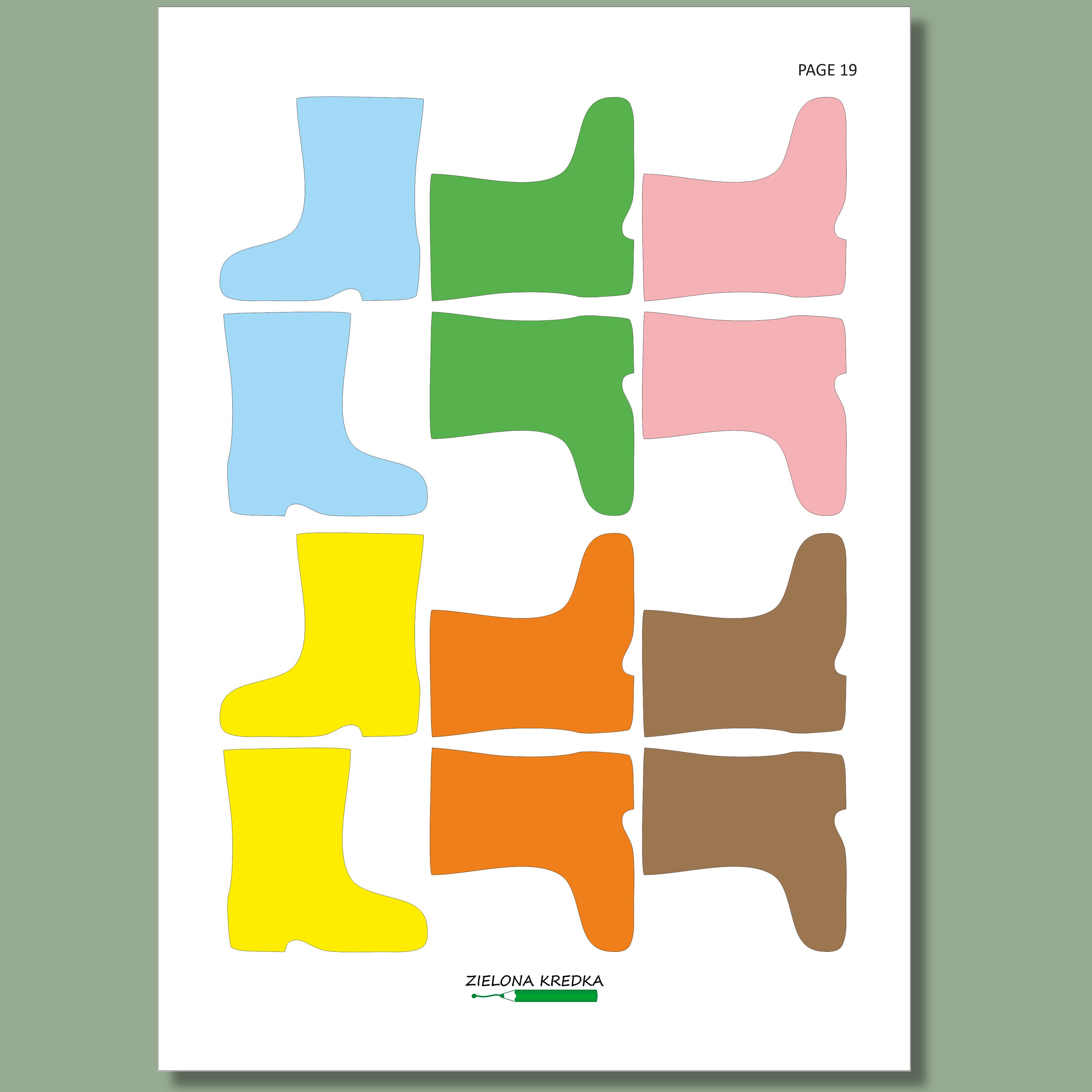 Rain Boots Pattern Matching Game | Printable Preschool Puzzle | Color ...