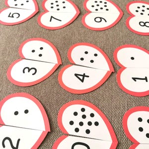 Hearts Math Puzzle, Printable Activity for Kids, Numbers 1-10, Counting ...