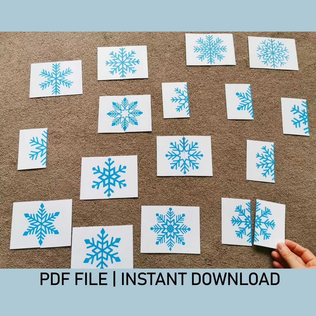 Snowflake Matching Puzzle Printable | 2-piece Winter Game for ...
