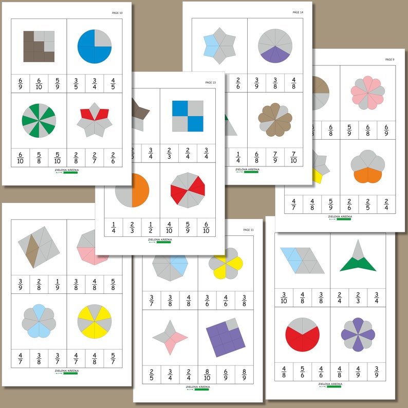 Fractions Clip Cards, Geometry Fractions Peg Cards, Printable Learning ...