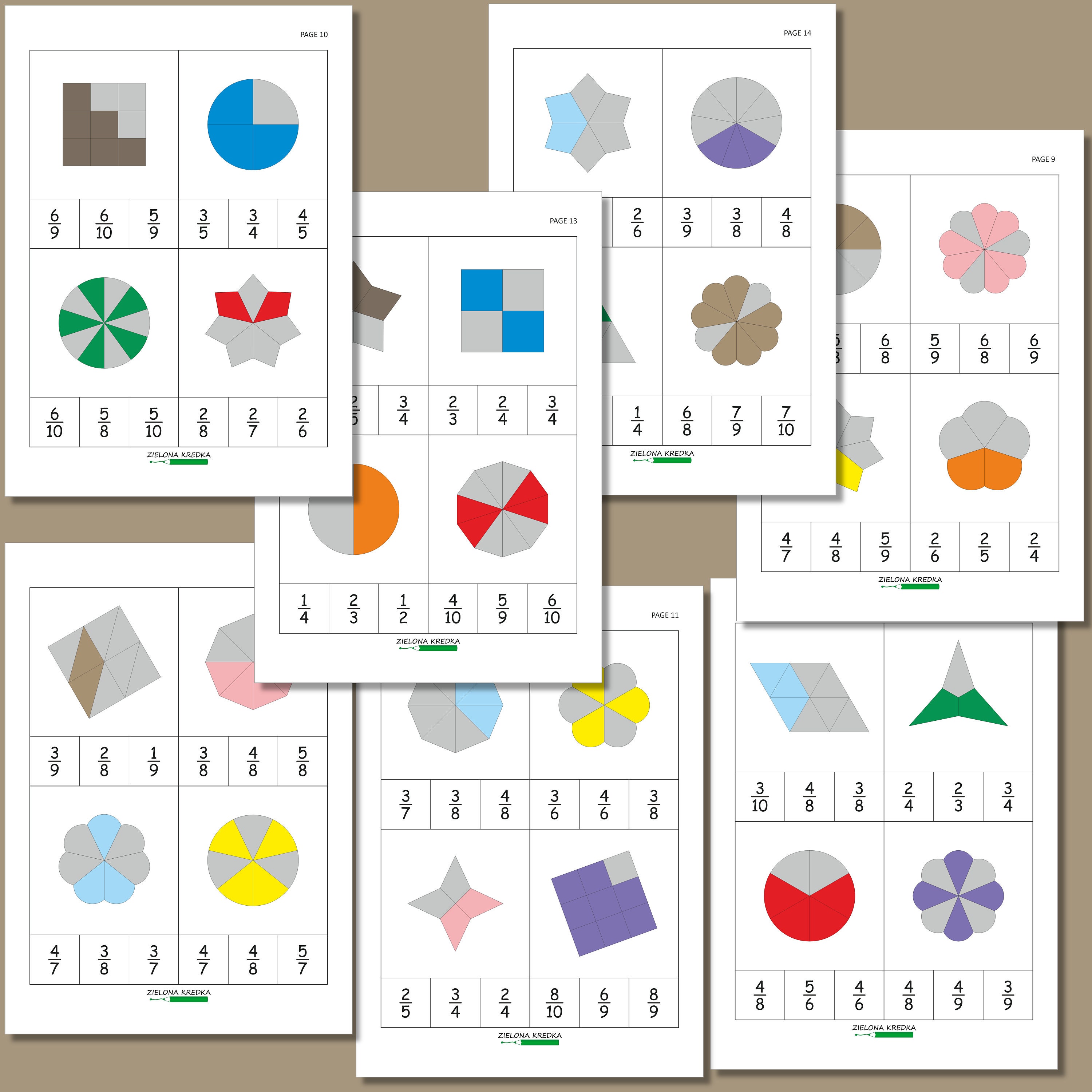 Fractions Clip Cards, Geometry Fractions, Printable Educational ...