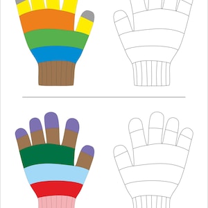 Colorful Winter Gloves, Printable Worksheets, Printable Activity for ...