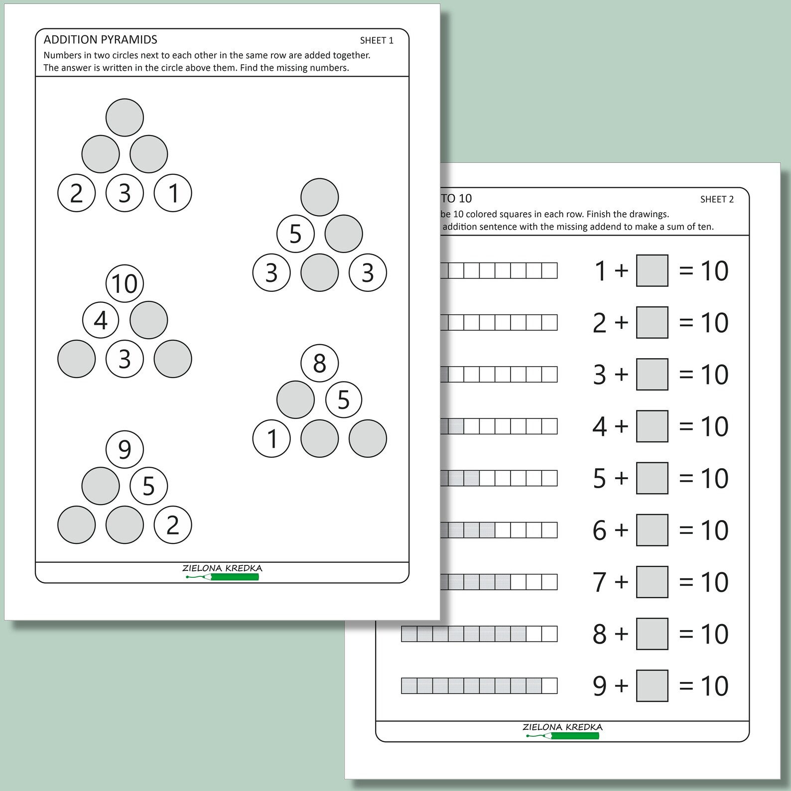 Addition and Subtraction Within 10 + Answer Key - Printable Math ...