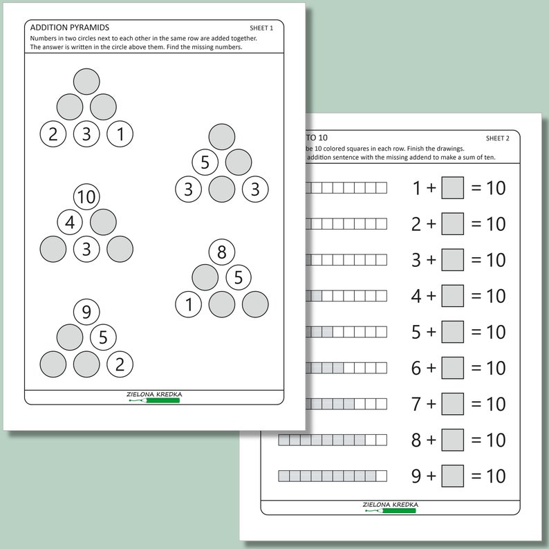 Addition and Subtraction Within 10 + Answer Key - Printable Math ...