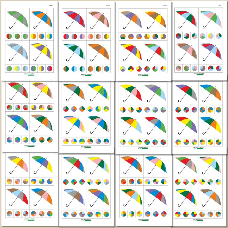 Umbrella Colors Clip Cards | Printable Activity for Kids | Color ...