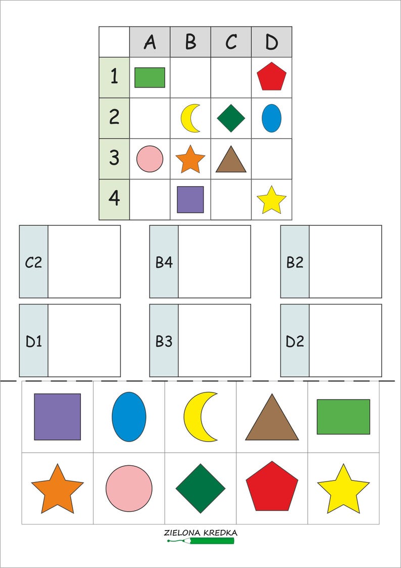 Shape Tables With Coordinates, Printable Worksheets, Kids Educational ...
