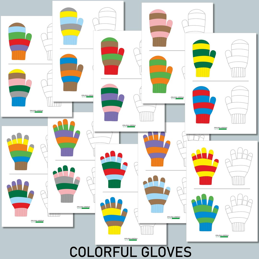 Colorful Winter Gloves, Printable Worksheets, Printable Activity for ...