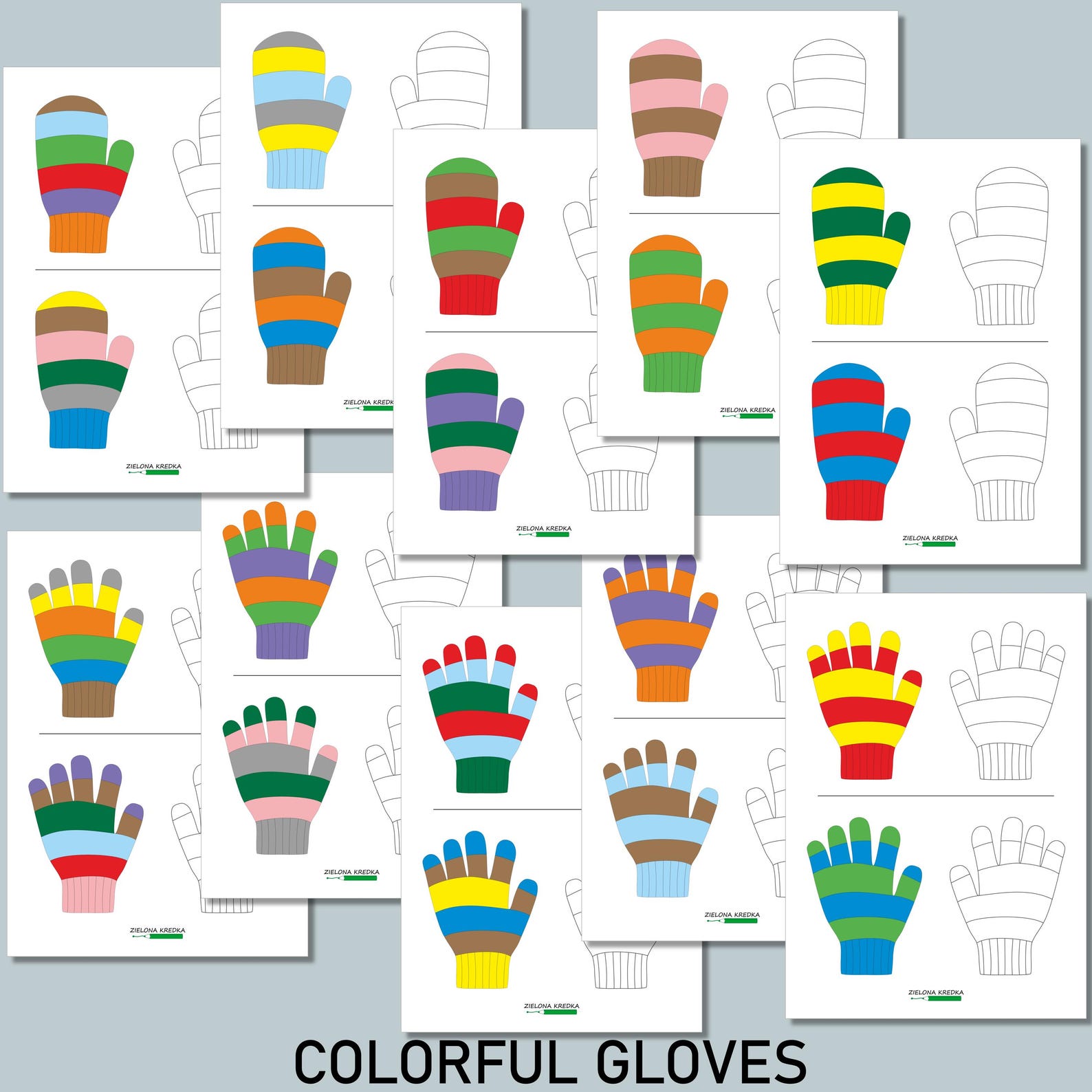 Colorful Winter Gloves, Printable Worksheets, Printable Activity for ...