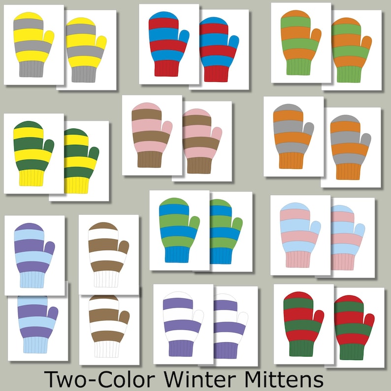 Winter Mittens Memory Game | Two-color Matching | Preschool ...