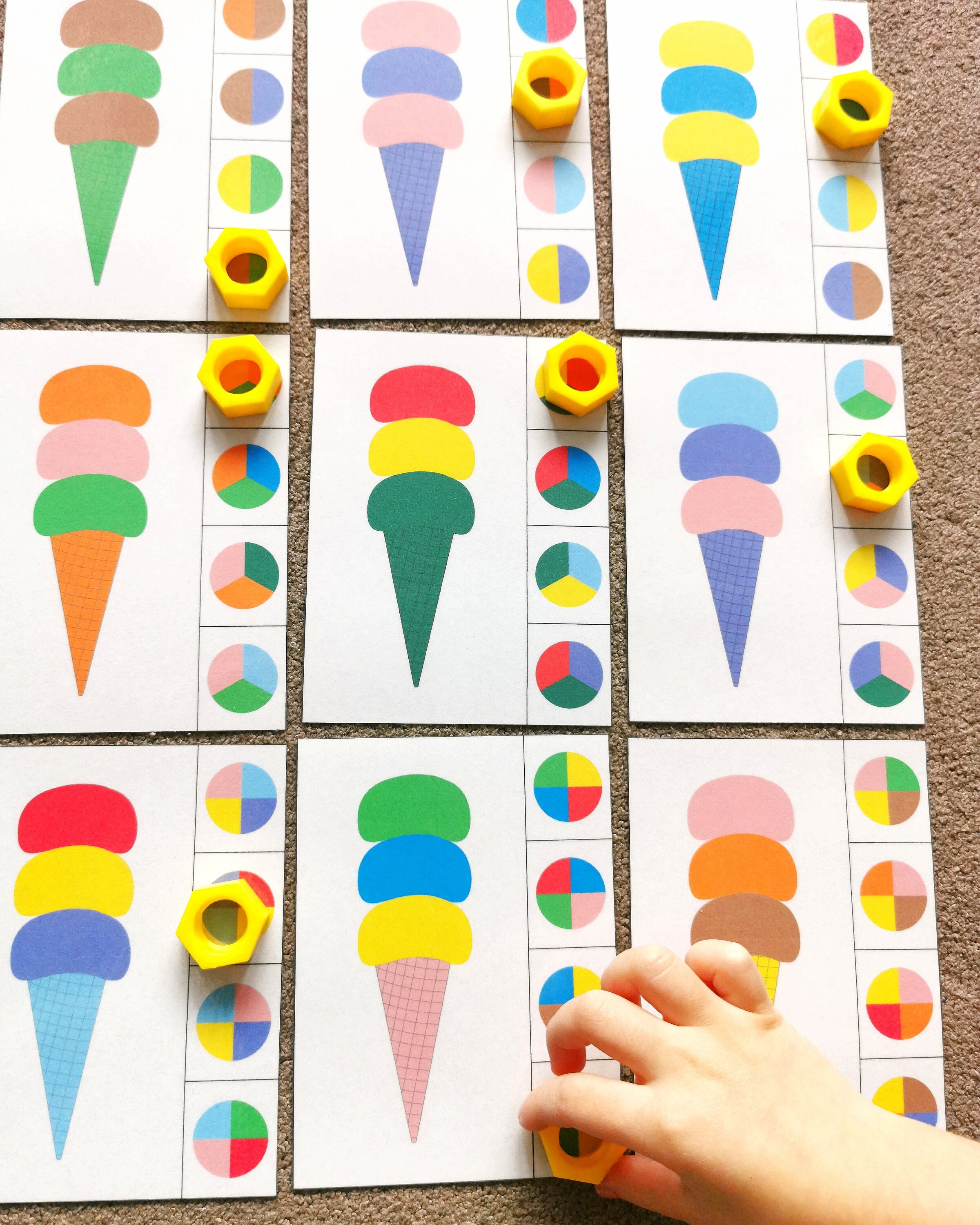 Ice Cream Colors Clip Cards Printable Summer Activity Pack, Color ...