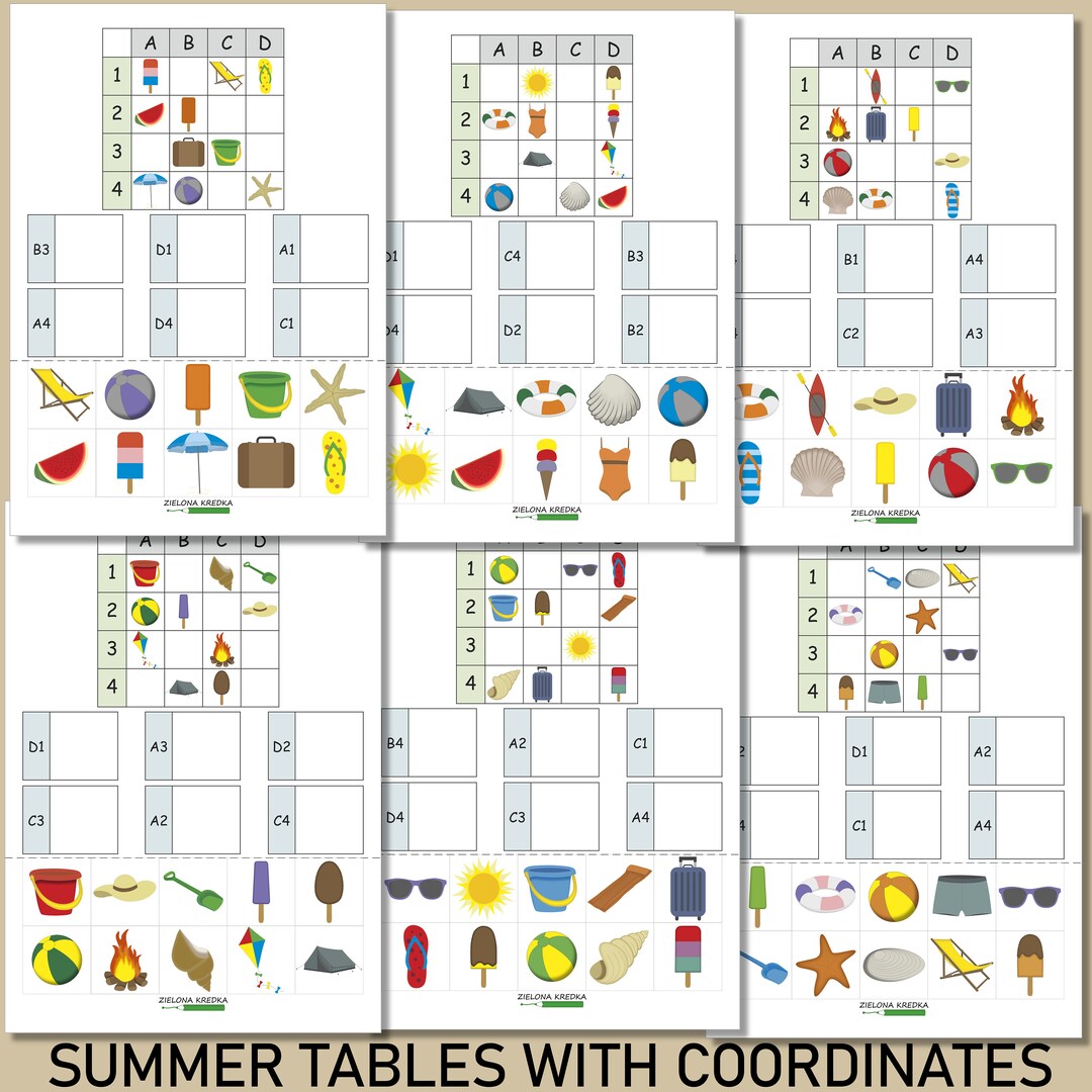 Summer Tables With Coordinates, Printable Math Worksheets, Kids ...