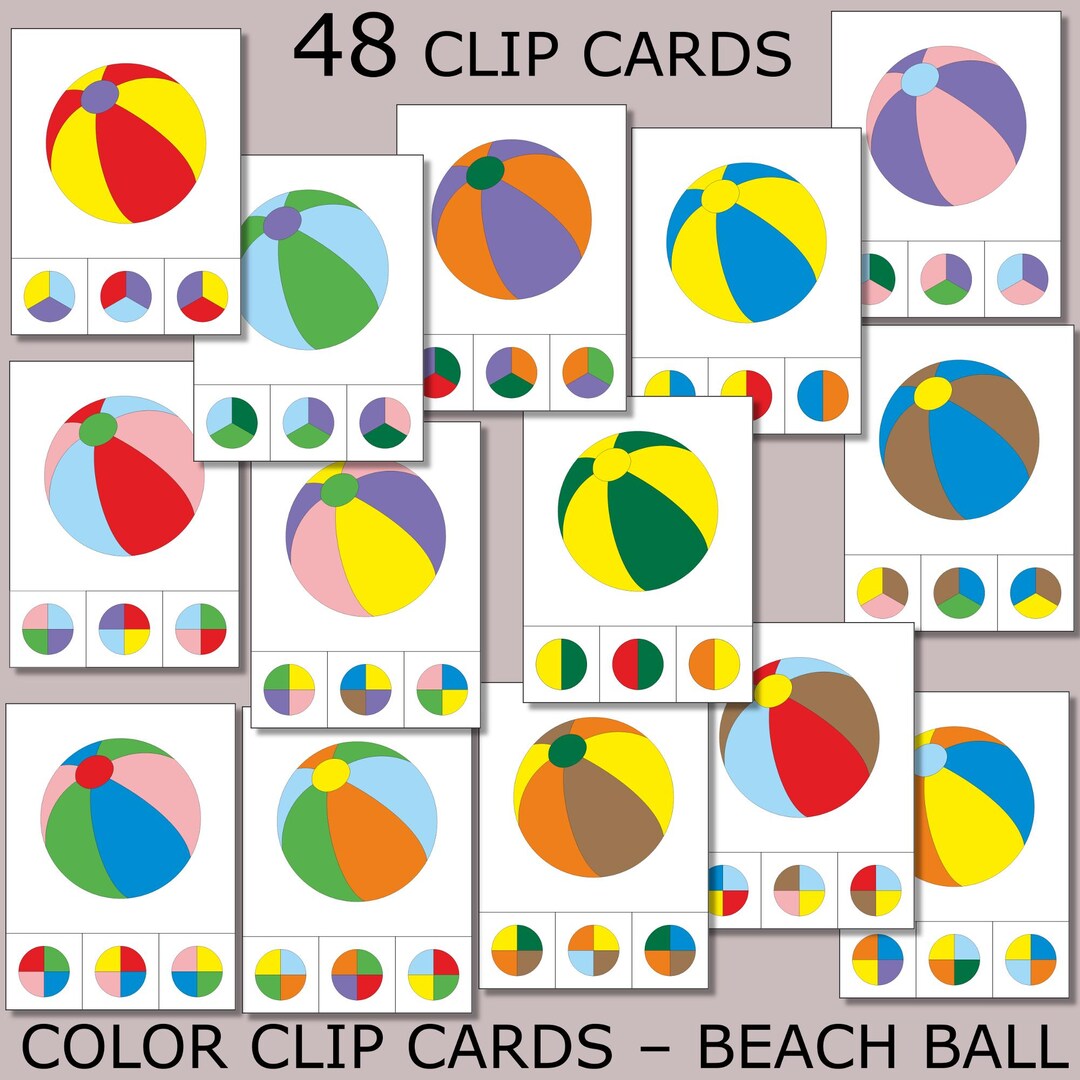 Beach Ball Color Matching Clip Cards, Color Recognition Activity ...