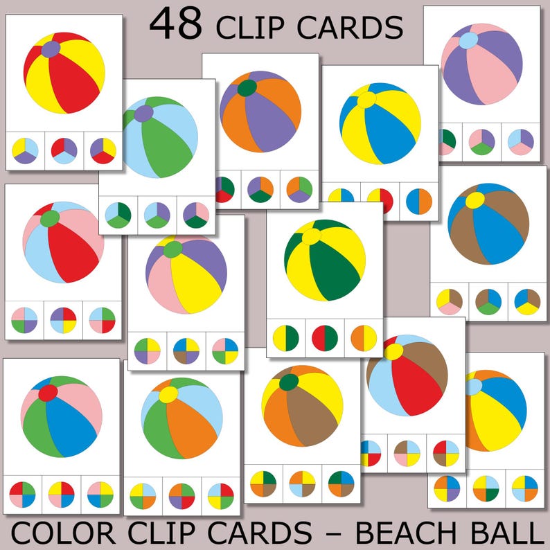 Beach Ball Color Matching Clip Cards, Color Recognition Activity ...