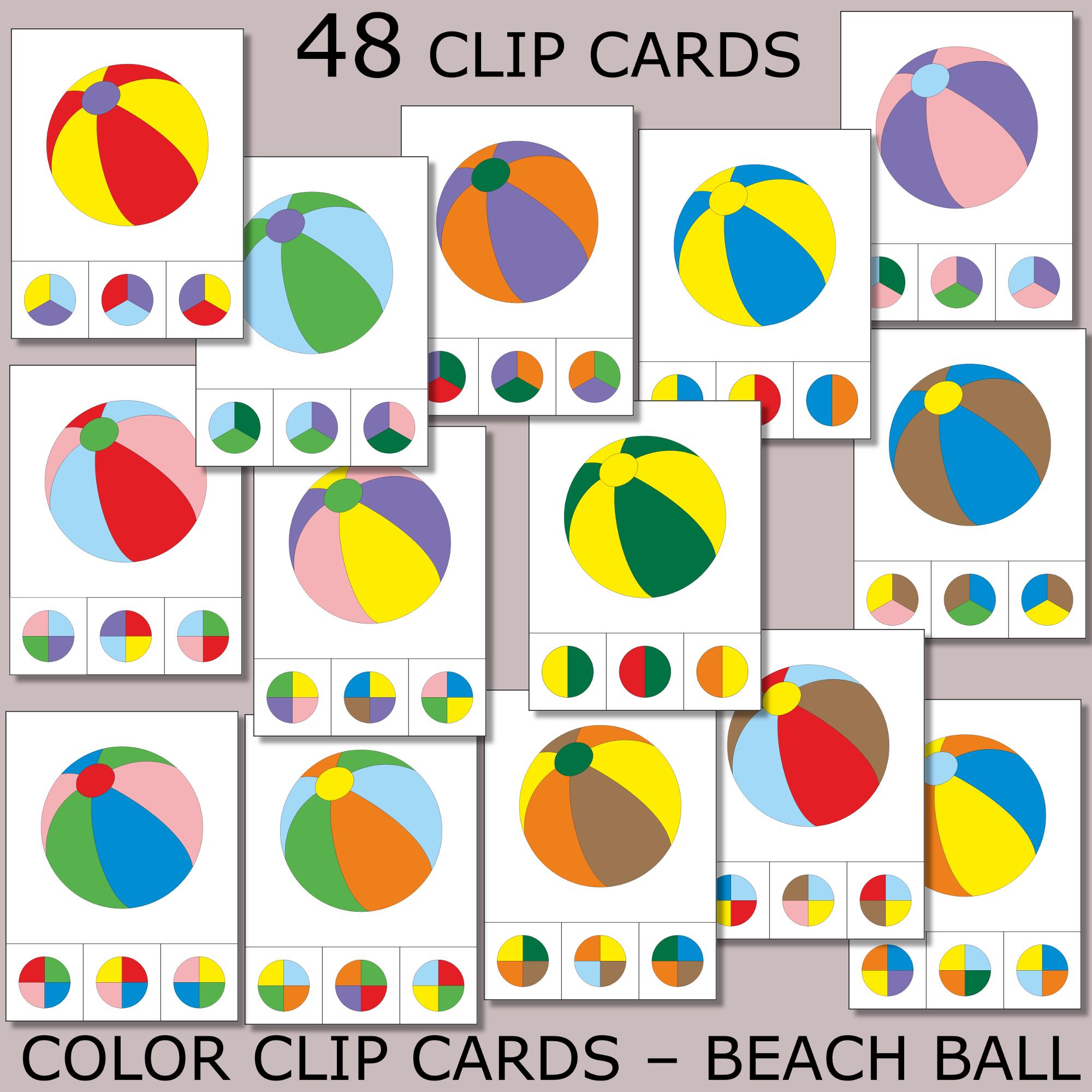 Beach Ball Color Matching Clip Cards, Color Recognition Activity ...