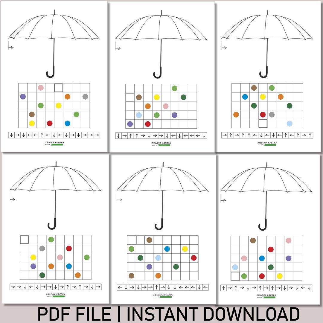 Umbrella Color by Code Activity: Autumn Kindergarten Printable (digital ...