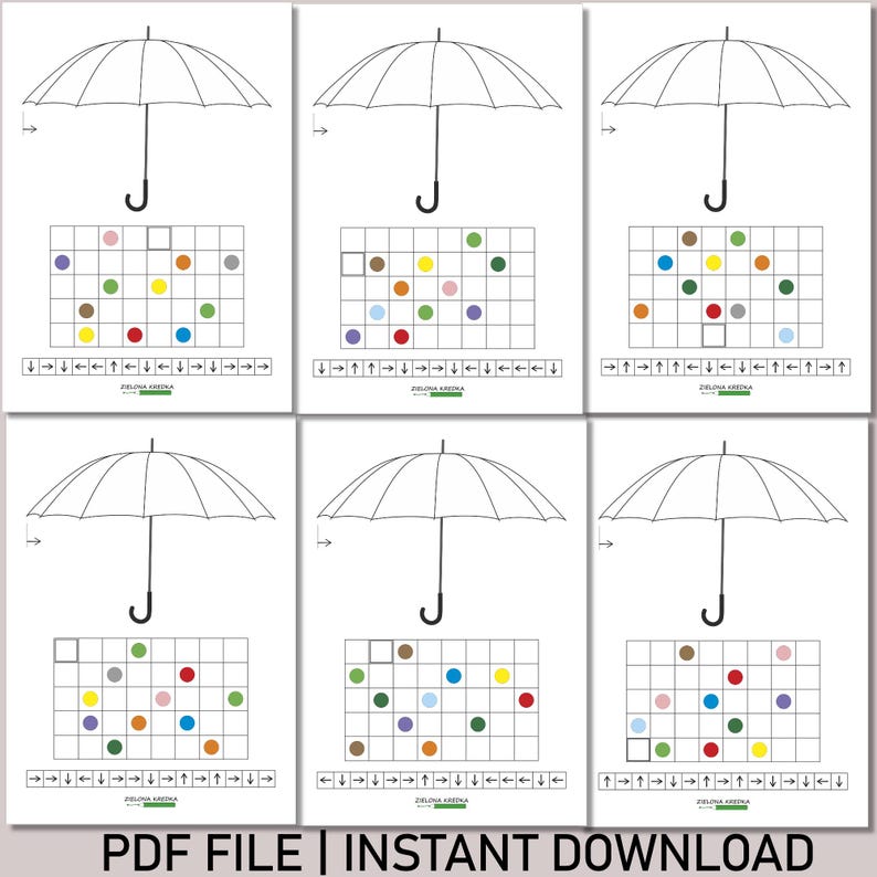 Umbrella Color by Code Activity: Autumn Kindergarten Printable (digital ...