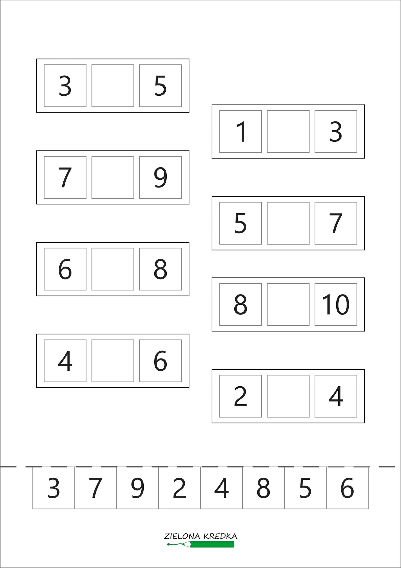 Missing Numbers (counting to 10), Numbers 1-10, Printable Math ...