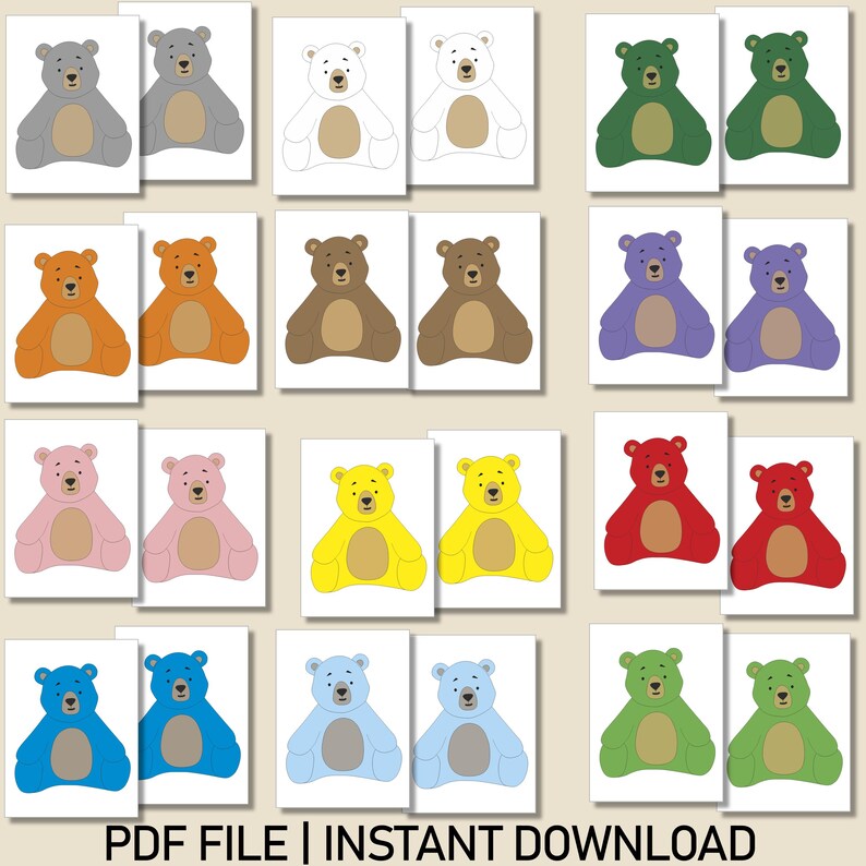 Teddy Bear Memory Game: Printable Matching Activity (digital PDF) - Etsy