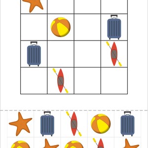 Summer Sudoku 4x4, Picture Sudoku for Kids, Printable Summer Worksheets ...