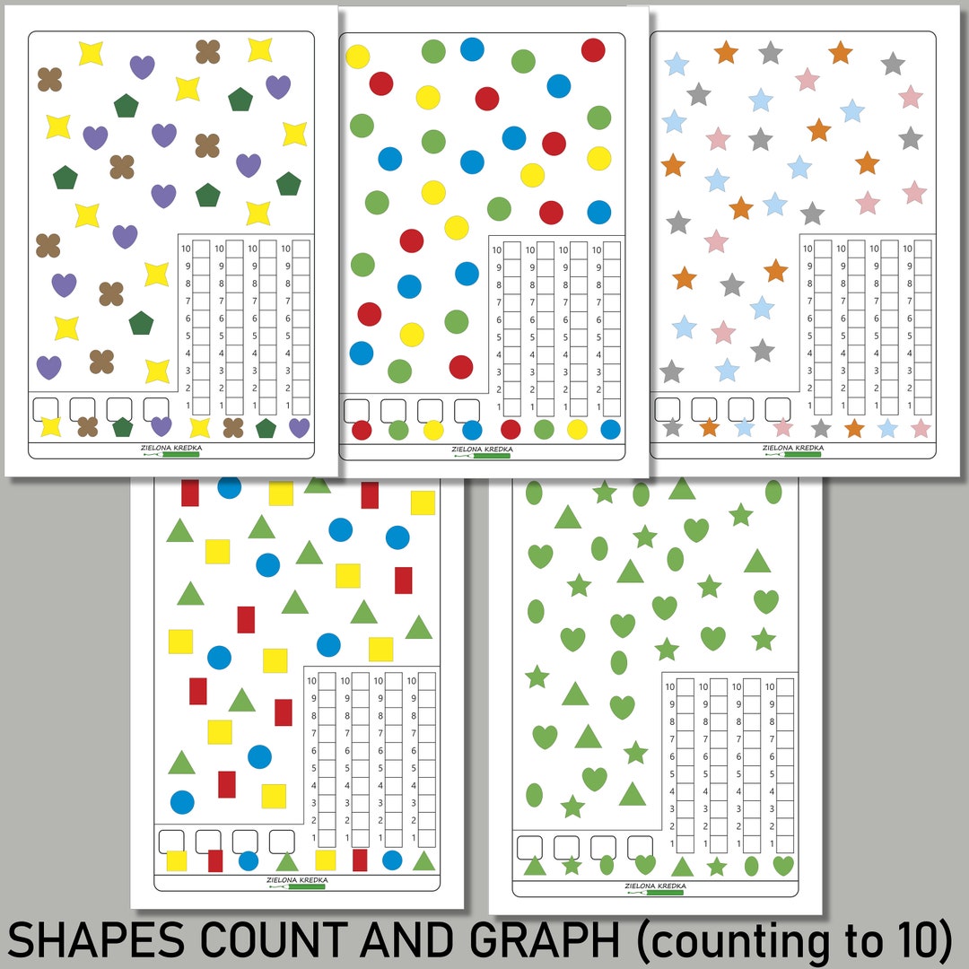 Shapes Count and Graph | Printable Counting to 10 Worksheets | Look and ...