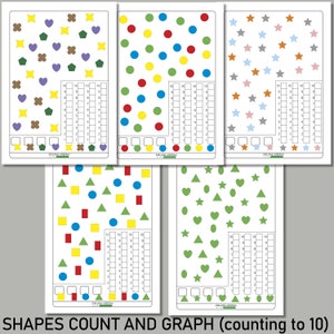 Shapes Count and Graph | Printable Counting to 10 Worksheets | Look and ...
