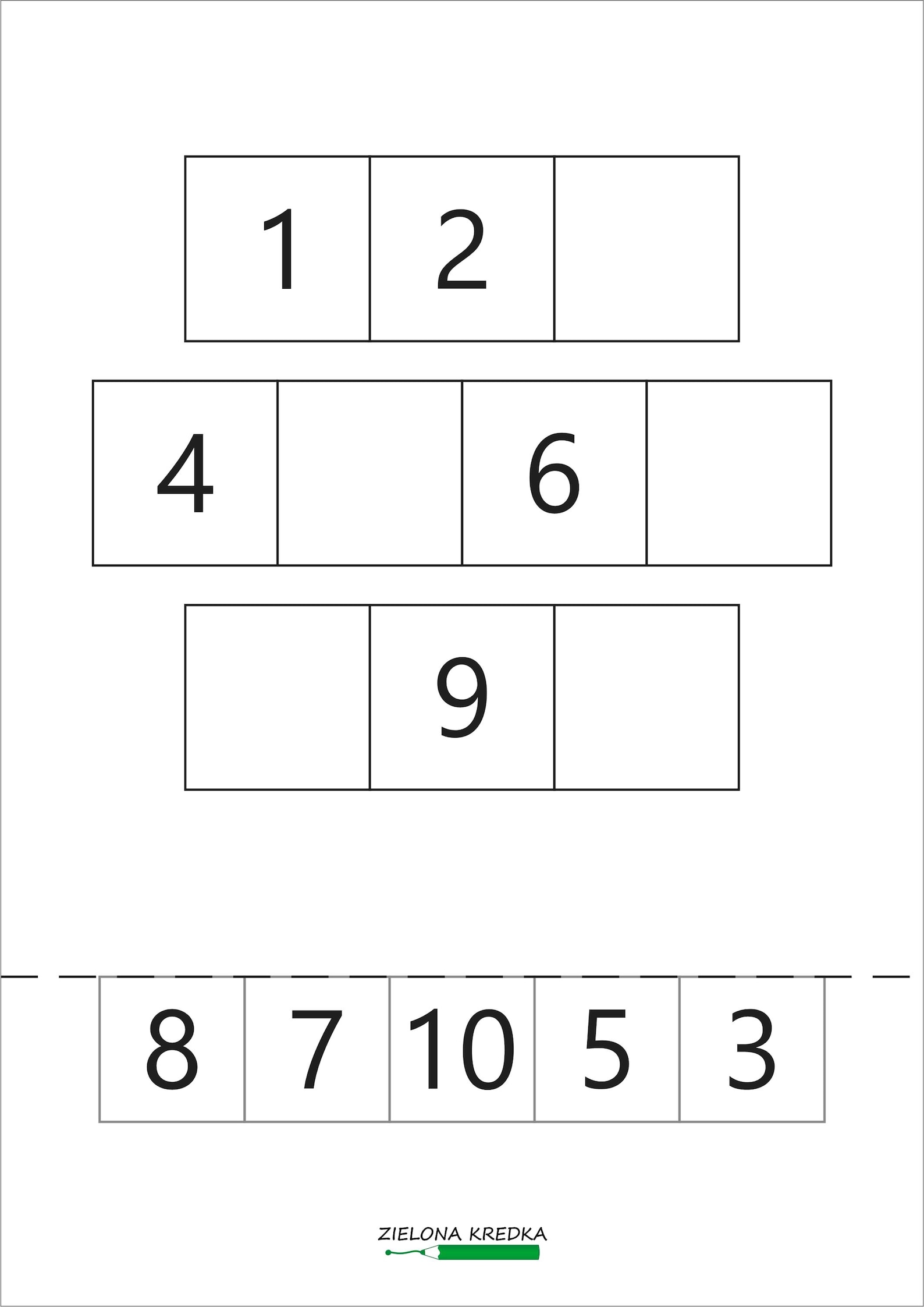 Missing Numbers 1–10 Worksheets | Cut and Paste Counting Activity ...