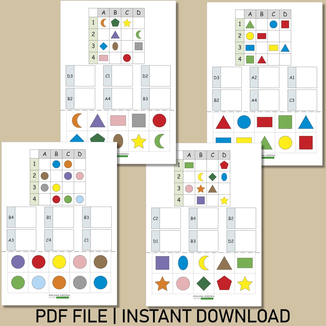 Shape Tables With Coordinates, Printable Worksheets, Kids Educational ...