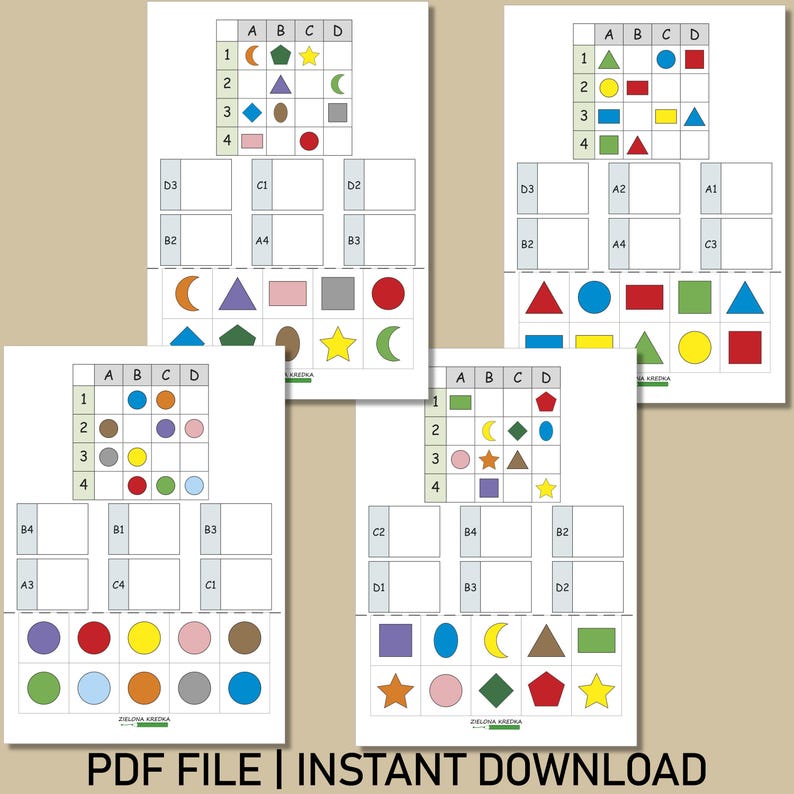 Shape Tables With Coordinates, Printable Worksheets, Kids Educational ...