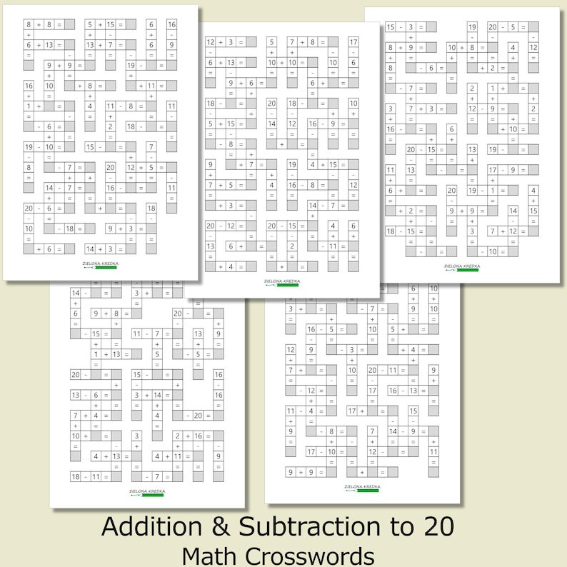 First Grade Math Worksheets | Addition and Subtraction Within 20 | Math ...