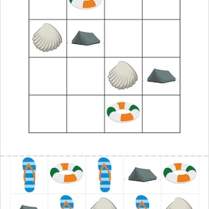 Summer Sudoku 4x4, Picture Sudoku for Kids, Printable Summer Worksheets ...