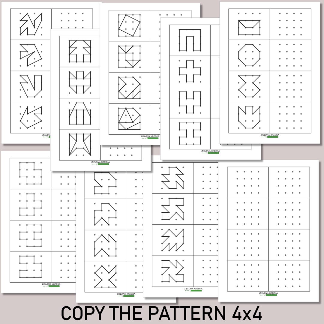 Copy the Pattern Worksheets | Connect the Dots 4x4 | Printable Coding ...
