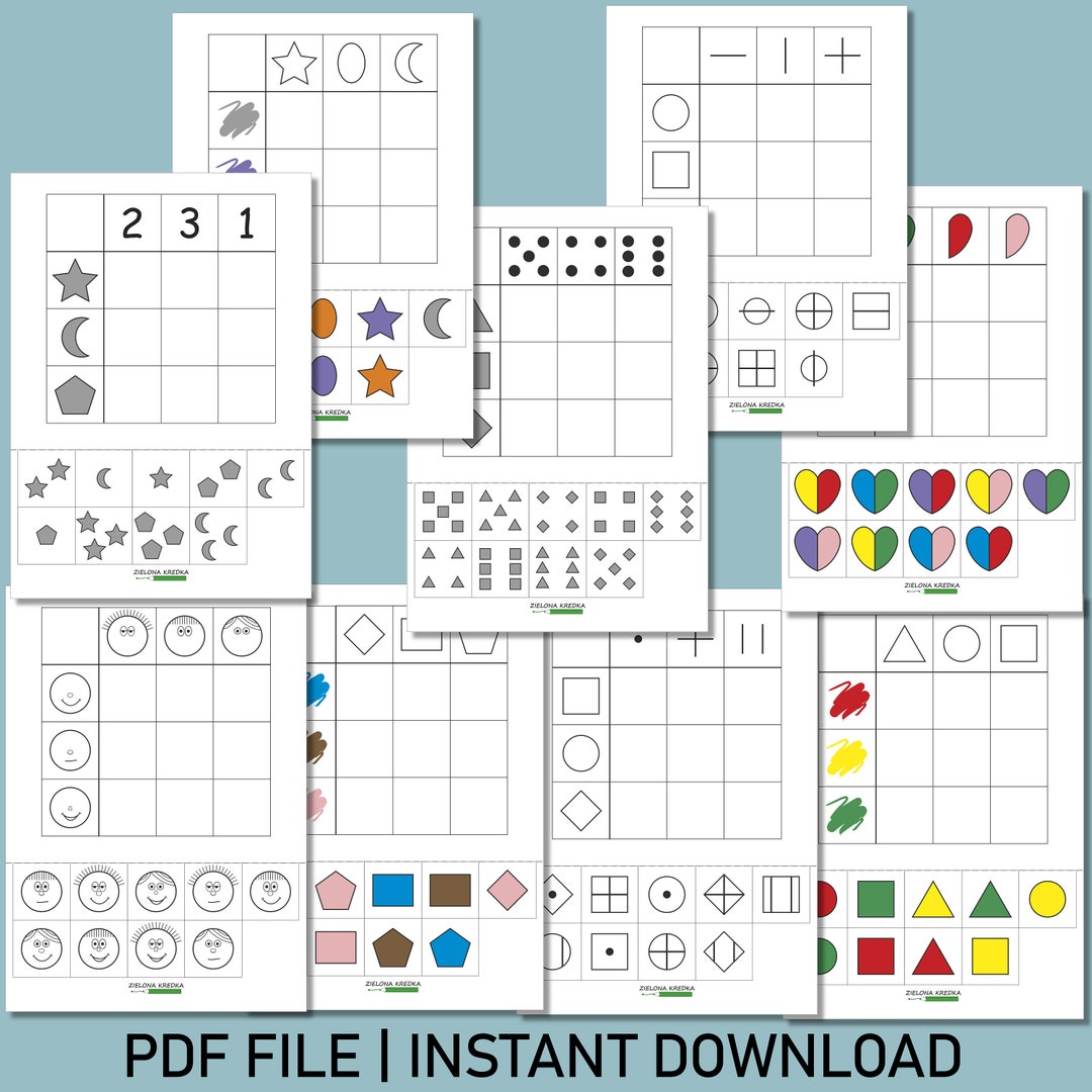 Logic Matching Tables | Colors and Shapes Worksheets | Cut and Paste Coding Activity for Kids ...