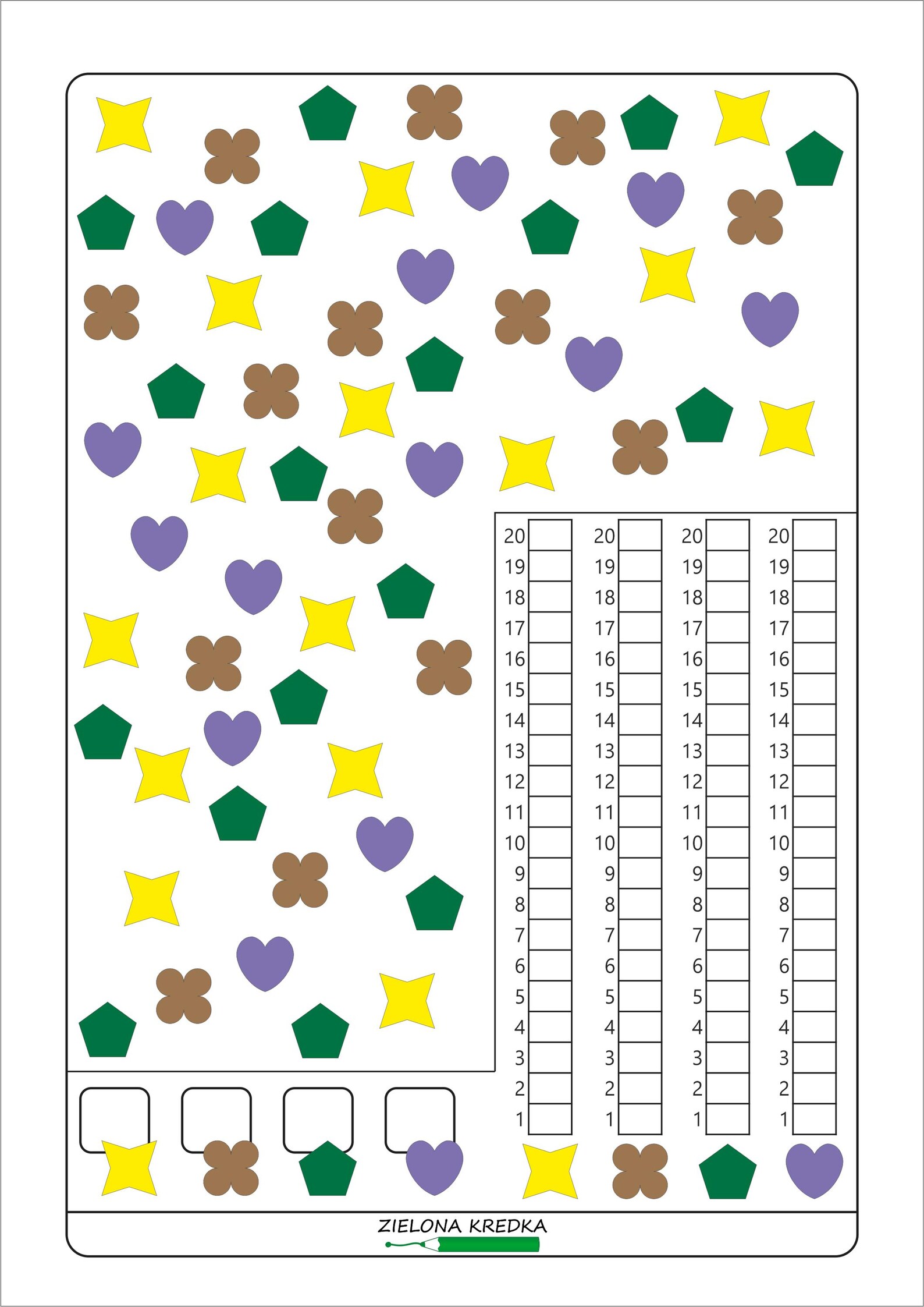 Shapes Count and Graph (counting to 20), Printable Activity for Kids ...