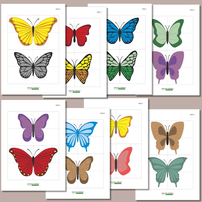 4-piece Butterflies Puzzle | Printable Spring Matching Game for ...