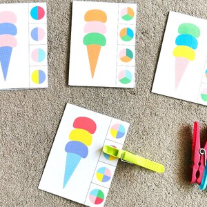 Ice Cream Colors Clip Cards | Printable Color Matching Activity ...