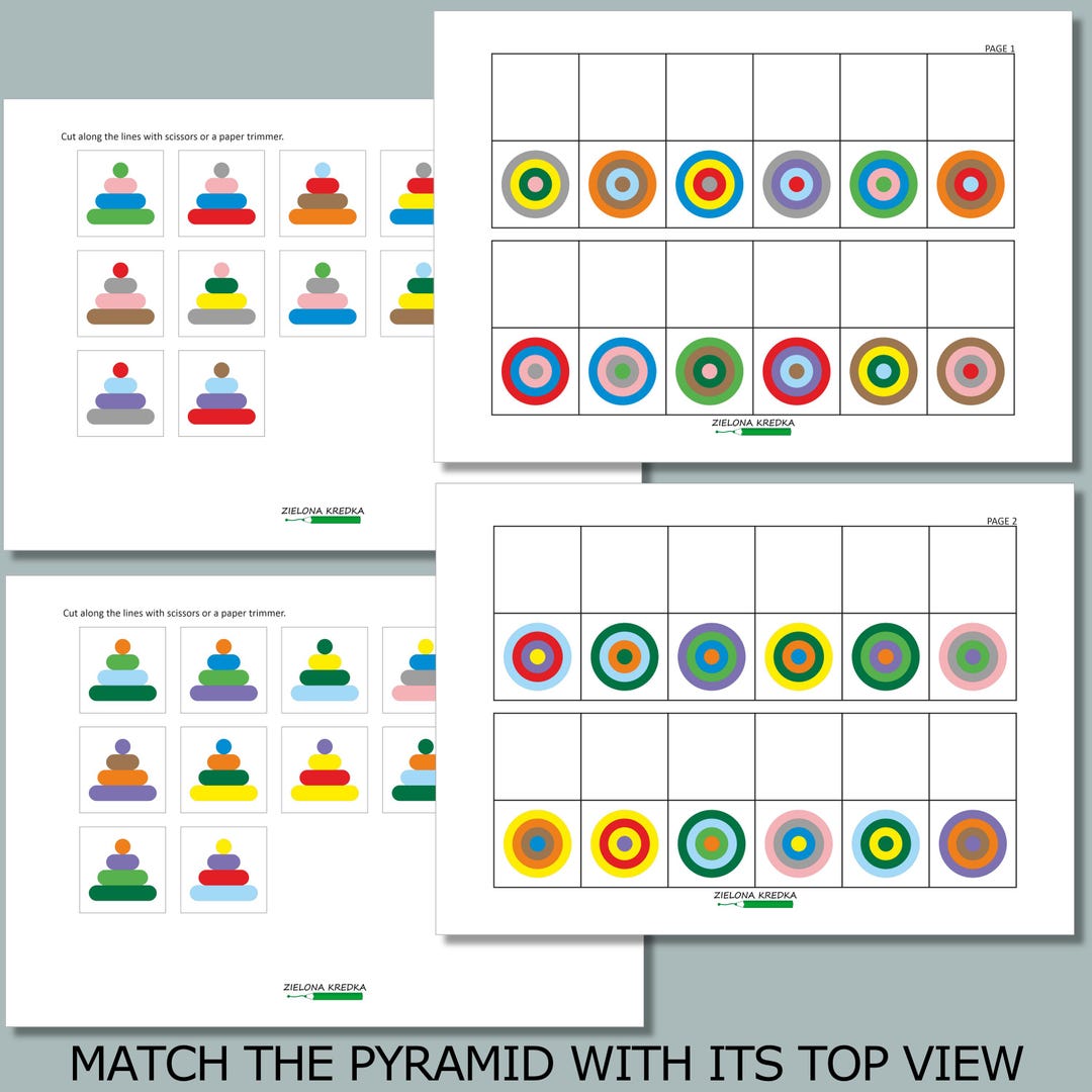 Match the Pyramid With Its Top View | Cut and Paste Worksheets | Visual ...