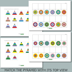 Match the Pyramid With Its Top View | Cut and Paste Worksheets | Visual ...