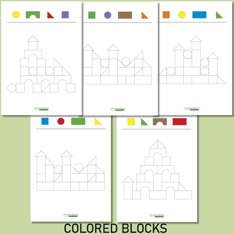 Colored Blocks, Printable Worksheets, Color Blocks According to the ...