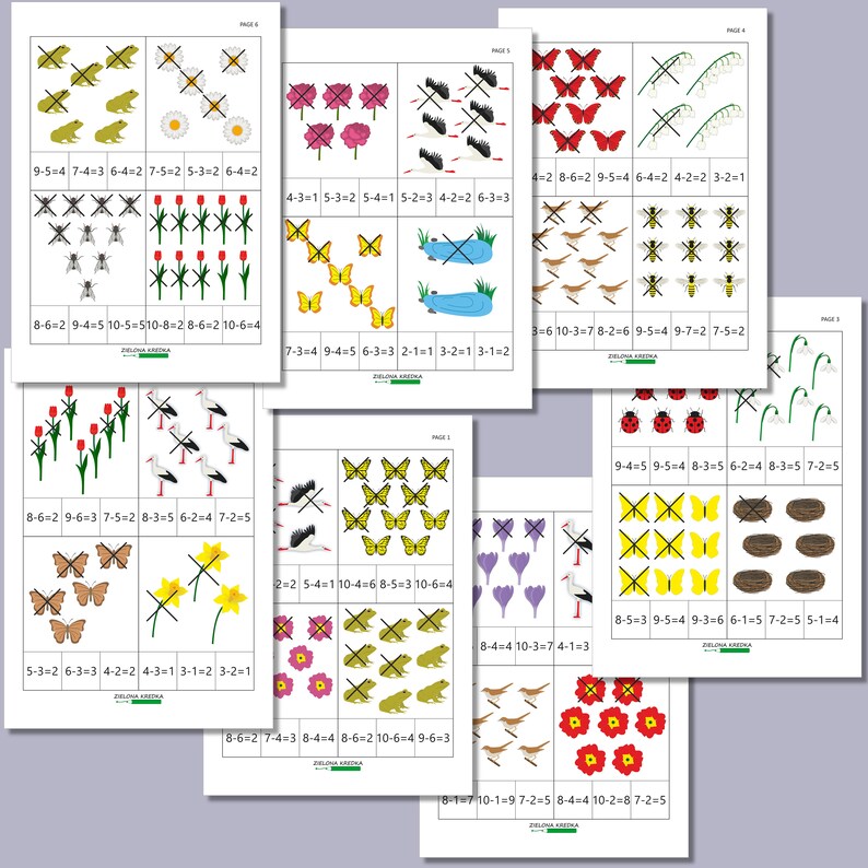 Spring Subtraction Clip Cards to 10: Math Activity (PDF Download) - Etsy