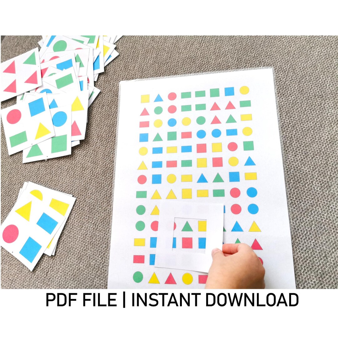 Colored Geometric Shapes Matching Activity, Printable Activity for Kids ...