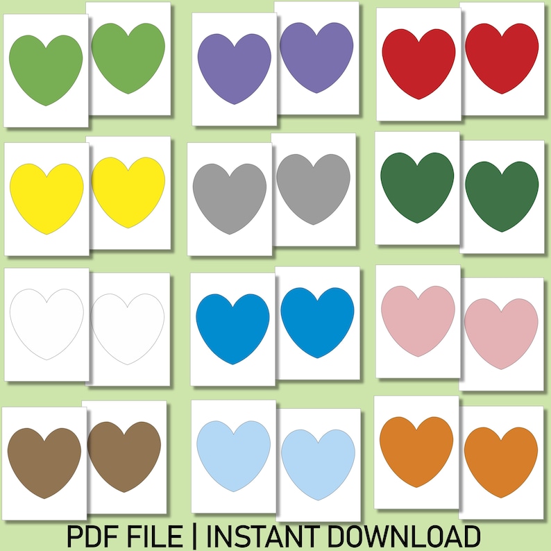 Hearts Memory Game, Printable Kids Game, Printable Activity for ...