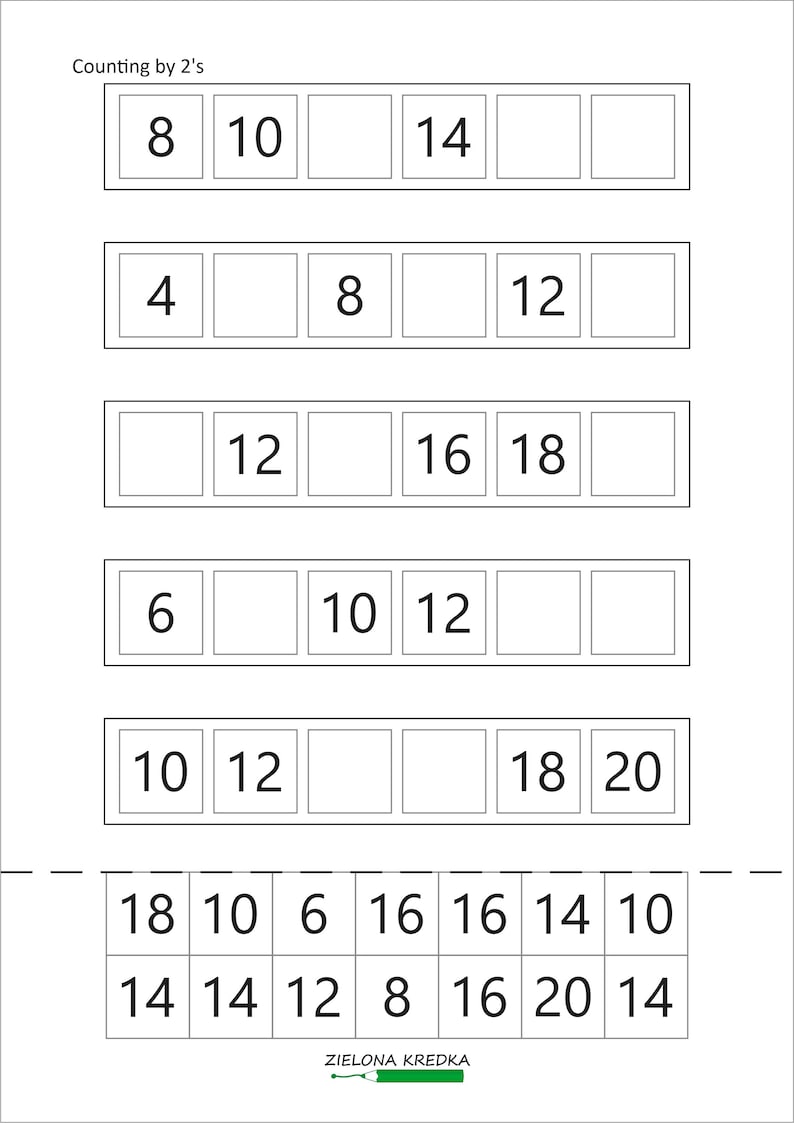 Missing Numbers 1-20 Worksheets: Cut & Paste Math Activity (PDF ...